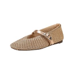 Steve Madden Damen Riemchenballerina "Steve Madden Ballerinas Textil", Gr. 41, gold, Textil, Schuhe