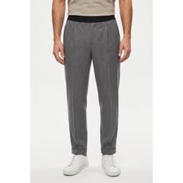 MAC Herren Chinohose, grau, Gr. 42, meliert, Web, Obermaterial: 68% Polyester, 28% Viskose, 4% Elasthan, Hosen, mit geh&auml;keltem Gummizug