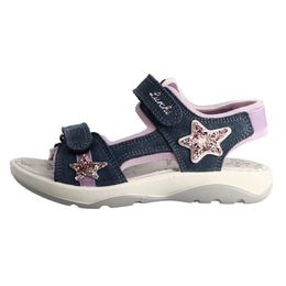 Lurchi M&auml;dchen Sandale "Filia", Gr. 31, blau, Leder, Textil, Veloursleder, Schuhe, Klettschuh mit Sternen, Gr&ouml;&szlig;enschablone zum Download