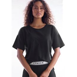 Damen T-Shirt, Copenhagen Studios, Gr. 32, schwarz, Single Jersey, Obermaterial: 58% Baumwolle, 39% Polyester, 3% Elasthan, unifarben, Shirts, aus
