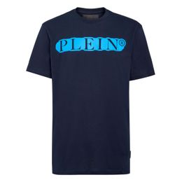 Philipp Plein Herren T-Shirt "Rundhals-T-Shirt", blau, Gr. L, Obermaterial: 100% Baumwolle, Shirts