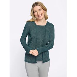 Sieh an! 2-in-1-Pullover in petrol-silberfarben | Gr.: 46