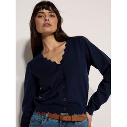 Apricot Damen Cardigan "Strickjacke mit Wellenkante", blau, Gr. 40, uni, Strick, Obermaterial: 47% Viskose CV. 30% Polyester PES. 23% Nylon NY.,