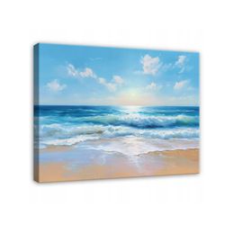 WALLARENA Leinwandbild Strand in Blau | Gr.: 60 x 40 cm