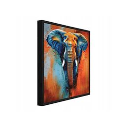 WALLARENA Bild mit Rahmen Elefant in Orange | Gr.: 40 x 30 cm