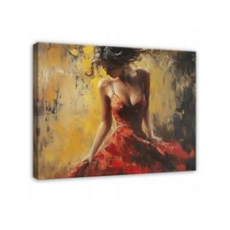WALLARENA Leinwandbild Frau in Gelb | Gr.: 120 x 80 cm