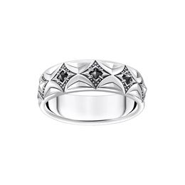 Thomas Sabo Ring Rautenmuster Mit Schwarzen Steinen Silber in silber, schwarz | Gr.: 68