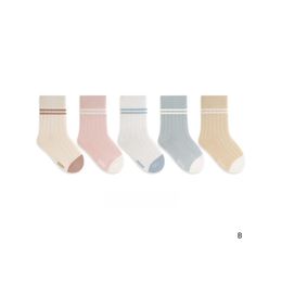 MUNADUNA 5er-Pack Kindersocken mit feinem Doppelstreifen in Rosa | Gr.: 25-27