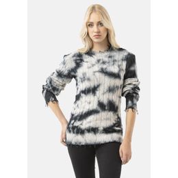 Cipo & Baxx CIPO & BAXX Damen Strickpullover "WP268", schwarz-wei&szlig;, Gr. L, gemustert, 100% Baumwolle, Pullover, Tie-Dye Optik