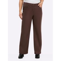 sheego Damen Funktionshose, braun, Gr. 52, unifarben, 98% Baumwolle, 2% Elasthan, Hosen