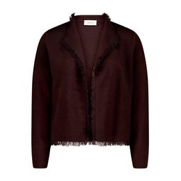 Cartoon Strick-Cardigan mit Fransen in Dunkelbraun | Gr.: 44