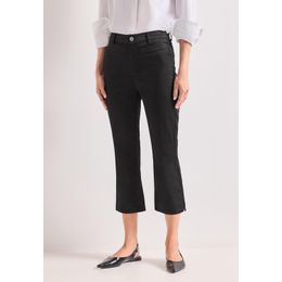 Street One Damen 3/4-Hose, schwarz, Gr. 46, unifarben, Web, 97% Baumwolle, 3% Elasthan, Hosen, High Waist