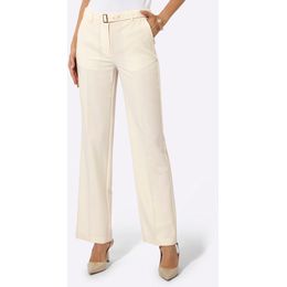 CR&Eacute;ATION L CREATION L Damen B&uuml;gelfaltenhose, beige, Gr. 42, unifarben, 54% Polyester, 18% Wolle, 13% Viskose, 12% Modal, 3% Elasthan, Hosen