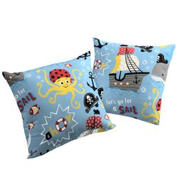 Dekokissen Adam, B:40cm L:40cm, blau, Obermaterial: 100% Baumwolle, Dekokissen_Sitzkissen_Kissenh&uuml;llen, "Pirates", GOTS-zertifiziert
