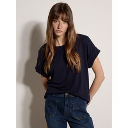 Apricot Damen T-Shirt "Strukturiertes T-Shirt", blau, Gr. 38, uni, Strick, Obermaterial: 70% Polyester PES. 29% Viskose CV. 1% Elasthan EL., Tops
