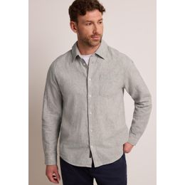 Street One MEN Herren Langarmhemd, grau, Gr. XXXL, unifarben, Leinenmischung;Web, 55% Leinen, 45% Baumwolle, Hemden, in Leinen-Optik