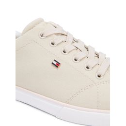 Tommy Hilfiger Damen Plateausneaker "TH LOW PROFILE VULC CANVAS", Gr. 36beige, Baumwolle, unifarben, Basic, Schuhe, Halbschuh, Schn&uuml;rer,
