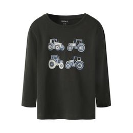 name it Jungen Langarmshirt "NMMVICTOR LS NREG TOP", schwarz, Gr. 122, bedruckt, Jersey, Obermaterial: 100% Baumwolle, Shirts, Baumwolle, regular fit