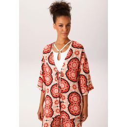 Aniston CASUAL Damen Blusenkimono, bunt, Gr. 48, bedruckt, gemustert, Web, Obermaterial: 100% Viskose, Blusen, mit fantasievollem Mandala-Druck