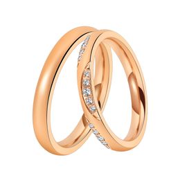 DOOSTI Damen Trauring "Schmuck Geschenk Edelstahl Trauring Ehering Partnerring LIEBE", 58,mit Zirkonia, Edelstahl, 3mm, rosa, Edelstahl, Fingerringe,