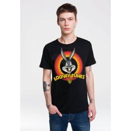 logoshirt Herren T-Shirt "Looney Tunes - Bugs Bunny Logo", schwarz, Gr. M, bedruckt, 100% Baumwolle, Shirts, mit coolem Logo-Print