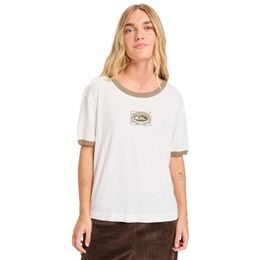 Quiksilver Damen Rundhalsshirt "Ringer Screen", wei&szlig;, Gr. M, Obermaterial: 60% Baumwolle, 40% Modal., Shirts