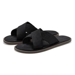 Beach Time BEACHTIME Herren Pantolette "Sommerschuhe, offener Schuh, Sandale", Gr. 45, schwarz, Obermaterial: 100% Rindsleder. Decksohle: 100% Rindsleder.