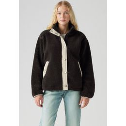 Levi's LEVI'S Damen Pl&uuml;schjacke "LSE_VALLEY SHERPA JACKET", schwarz, Gr. S, unifarben mit Farbeinsatz, Web, Obermaterial: 100% Polyester, Jacken, mit