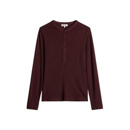 Marc O'Polo MARC O'POLO Damen Langarmshirt "aus Lyocell-Bio-Baumwoll-Stretchjersey", braun, Basic, Gr. XL, unifarben, Obermaterial: 64% Lyocell, 31% Baumwolle,