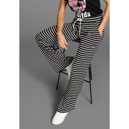 Kangaroos Damen Jerseyhose, schwarz-wei&szlig;, Gr. 32, gestreift, Jersey, Obermaterial: 95% Viskose, 5% Elasthan, Hosen, gestreift mit weitem Beim - NEUE