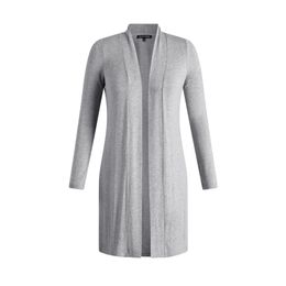 Base Level Damen Longstrickjacke "Yayla Long", grau, Gr. 44, Strick, Obermaterial: 94% Viskose, 6% Elasthan, Strickjacken, ohne Verschluss