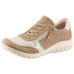 Rieker Damen Sneaker, Gr. 40, beige, Lederimitat, Schuhe, Schn&uuml;rschuh, Halbschuh, Keilsneaker mit Rei&szlig;verschluss