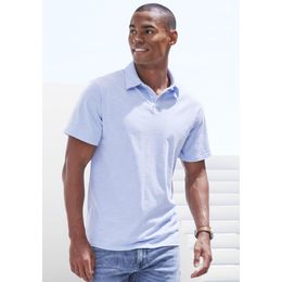 John Devin Herren Poloshirt "mit Slub-Garn Struktur", blau, Gr. M, meliert, Jersey, Obermaterial: 100% Baumwolle, Shirts, aus leichter,