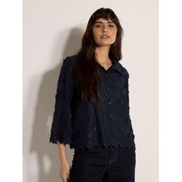 Apricot Damen Spitzenbluse "Gek&uuml;rztes Shirt mit Blumenapplikation", blau, Gr. 38, bestickt, gewebt, Obermaterial: 100% Baumwolle CO., Blusen, mit