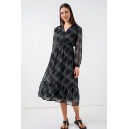 V-Ausschnitt Midi-Kleid mit Knopfverschluss