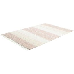 Teppich Theko, B:120cm H:5mm L:180cm, beige, Baumwolle, Wohnzimmer, Teppiche, "Stripe Cotton, handgewebt", Flachgewebe, gestreift, reine Baumwolle,