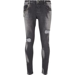 2Y Premium Herren Bequeme Jeans "2Y Premium 2Y Skinny Fit Jeans", grau, Gr. 30, unifarben, 97% Baumwolle, 3% Elasthan, Jeans