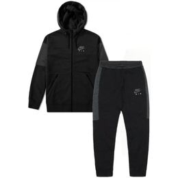 Nike Air Herren Fleece-Trainingsanzug Komplett-Set in Schwarz