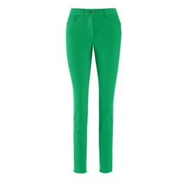 Madeleine Mode MADELEINE Damen Regular-fit-Jeans "Jeans Mid Waist Skinny-Hose mit Fransen", gr&uuml;n, Modern, Gr. 36, Obermaterial: 92% Baumwolle CO. 6% Polyester PES.