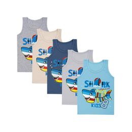LOREZA 5er Set Unterhemden - Shark - Bunt | Gr.: 128/134