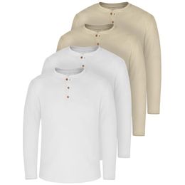 Normani 4x Herren Langarmshirts Neuville in Beige/Beige/Wei&szlig;/Wei&szlig; | Gr.: XL