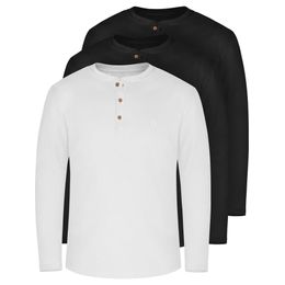 Normani 3x Herren Langarmshirts Neuville in Schwarz/Schwarz/Wei&szlig; | Gr.: L