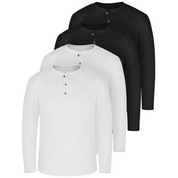 Normani 4x Herren Langarmshirts Neuville in Schwarz/Schwarz/Wei&szlig;/Wei&szlig; | Gr.: 4XL