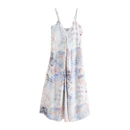 next Kleid Damen Gr&ouml;&szlig;e 54 ecru / pastellblau / hellblau / schoko