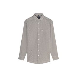 OLYMP Button Up Shirt male size L Navy / Chocolate / White