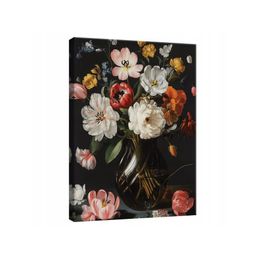WALLARENA Leinwandbild Blumen in Schwarz | Gr.: 120 x 80 cm