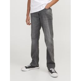 Jack & Jones Jungen Relax-fit-Jeans "JJICLARK JJORIG STRETCH SQ 349 NOOS JNR", grau, Gr. 140, JACK & JONES JUNIOR, Abriebeffekte, Denim/Jeans, Obermaterial: 76%