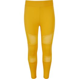 Urban Classics M&auml;dchen Leggings "Urban Classics Damen Girls Tech Mesh Leggings", gelb, Gr. 146, unifarben, 80% Polyamid, 20% Elasthan, Hosen
