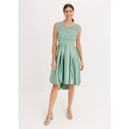 bonprix Damen Vokuhila-Kleid, gr&uuml;n, festlich, Gr. 48, Obermaterial: 100% Polyester. Futter: 100% Polyester. Spitze: 100% Polyester, Kleider,