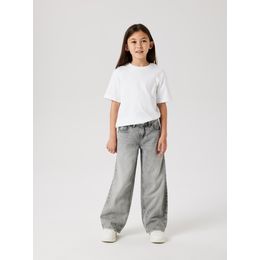 name it M&auml;dchen Weite Jeans "NKFROSE f&uuml;r M&auml;dchen mit weitem Bein und klassischem Sitz", blau, Gr. 152, leichte Abriebeffekte, Denim/Jeans,